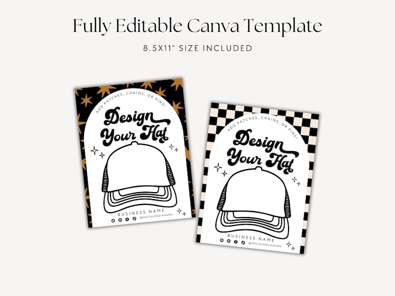 Trucker Hat Design Canva Template, Editable Hat Bar Patch Layout ...