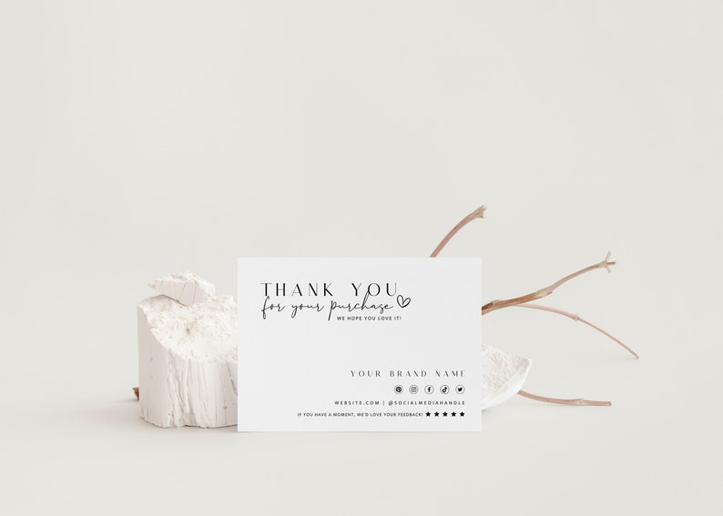 Minimal Business Thank You Card Template Modern Editable - Etsy