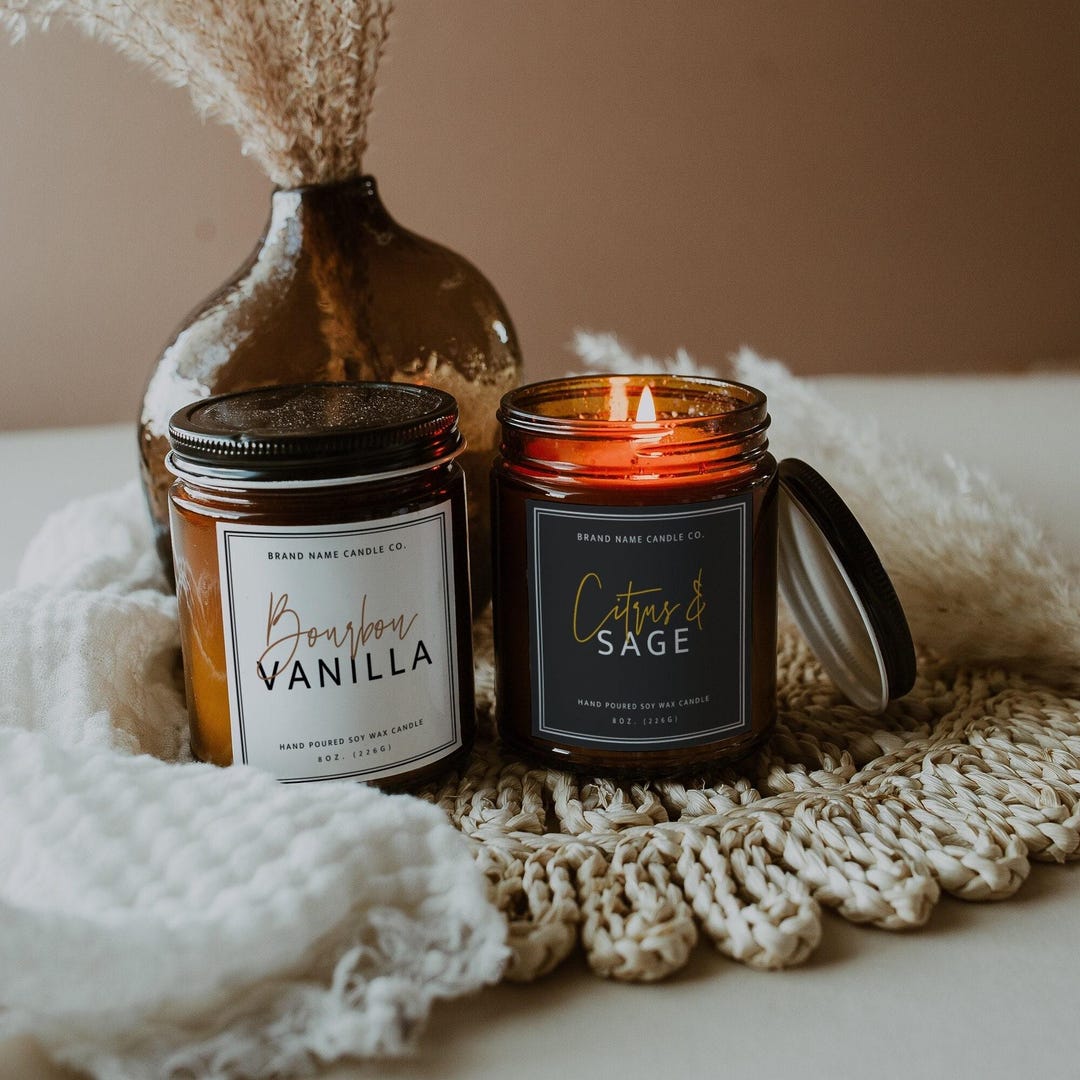 Modern Script Candle Label Template, Editable Candle Label Design ...
