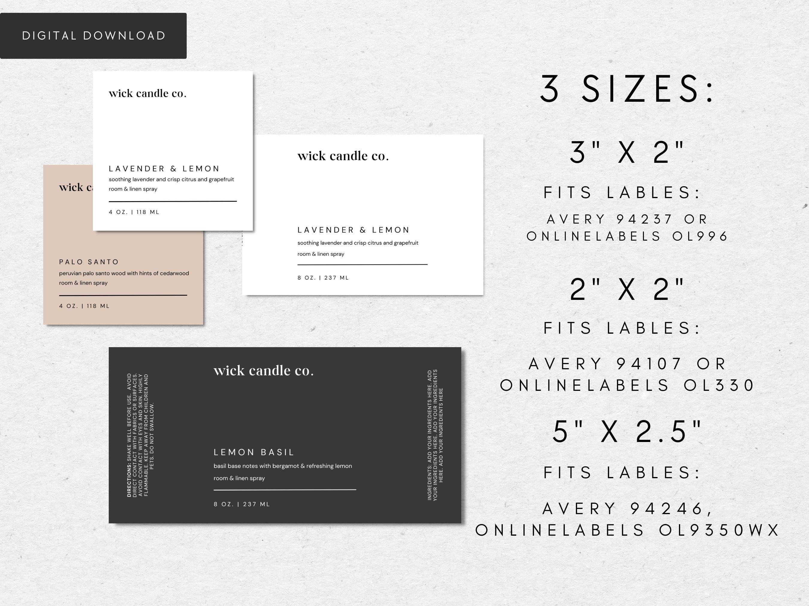 Minimal Editable Room Spray Label Canva Template, 2x2 3x2 DIY Label for ...