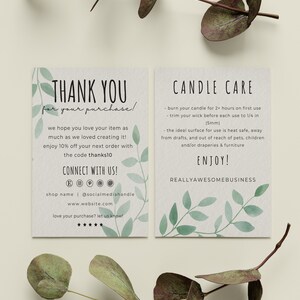 Small Business Care Card Template Greenery Care Card Package - Etsy