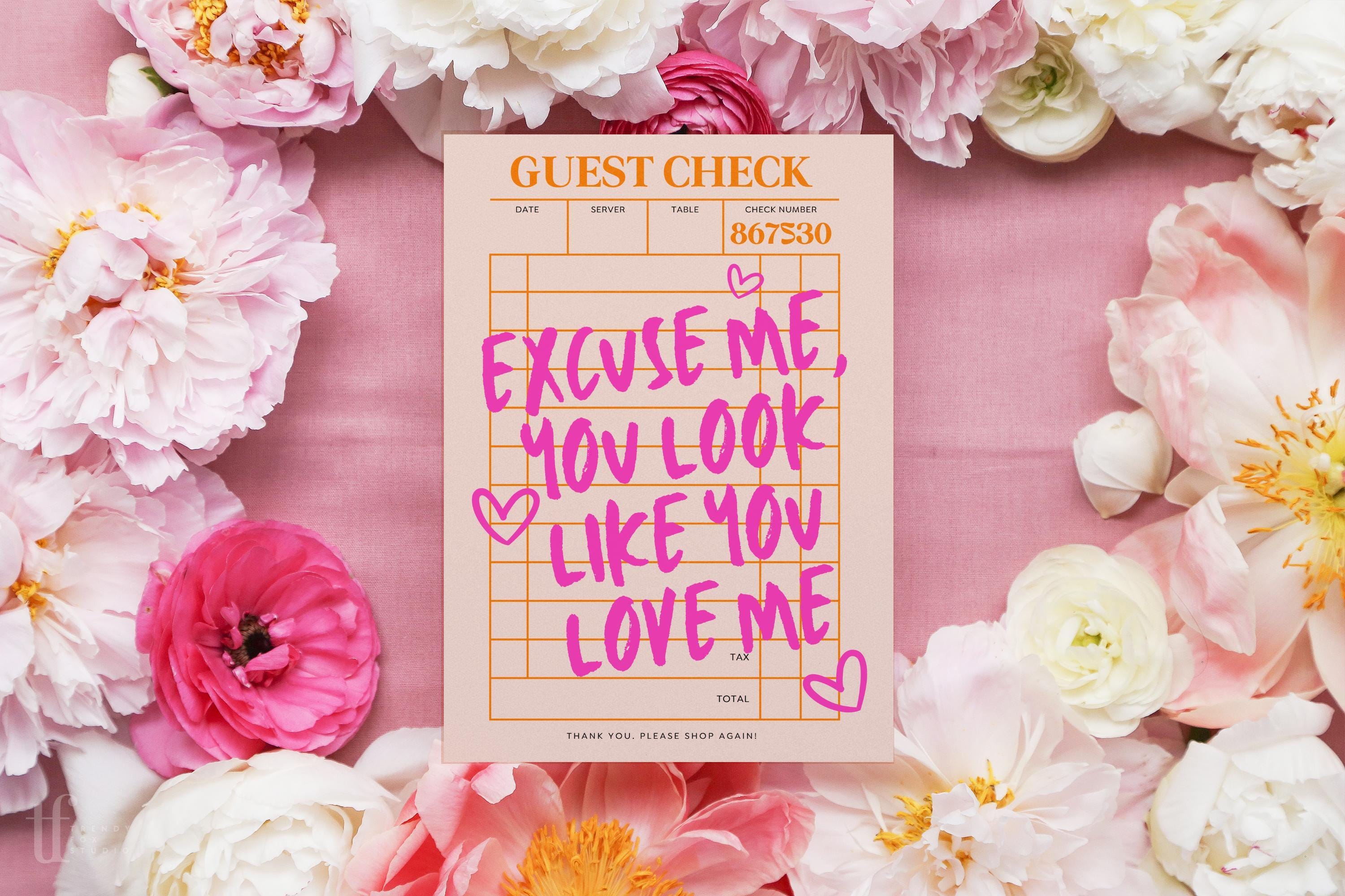 Guest Check Business Thank You Card Canva Template, Editable Trendy ...