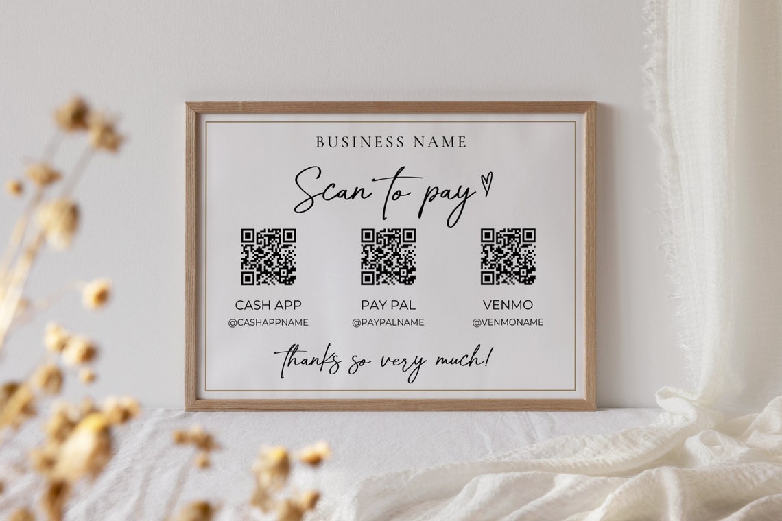 Printable Payment Sign QR Code Sign Template Scan to Pay - Etsy