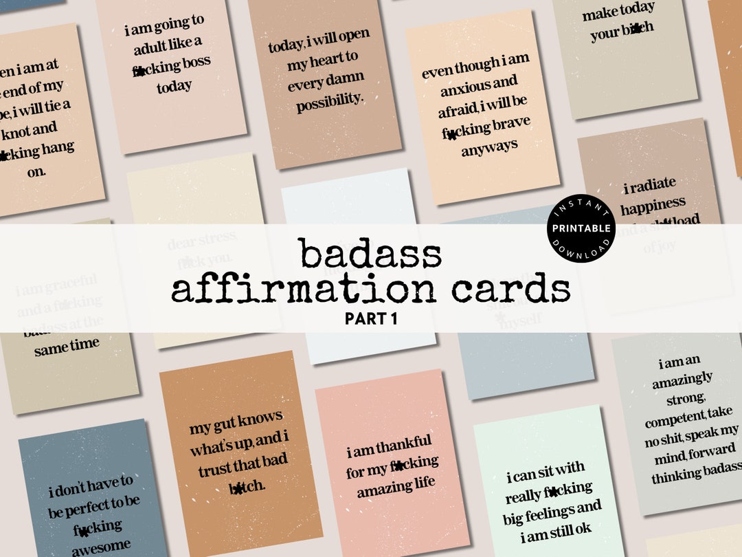 Printable Badass Affirmation Cards Sweary Affirmation Deck Motivational ...