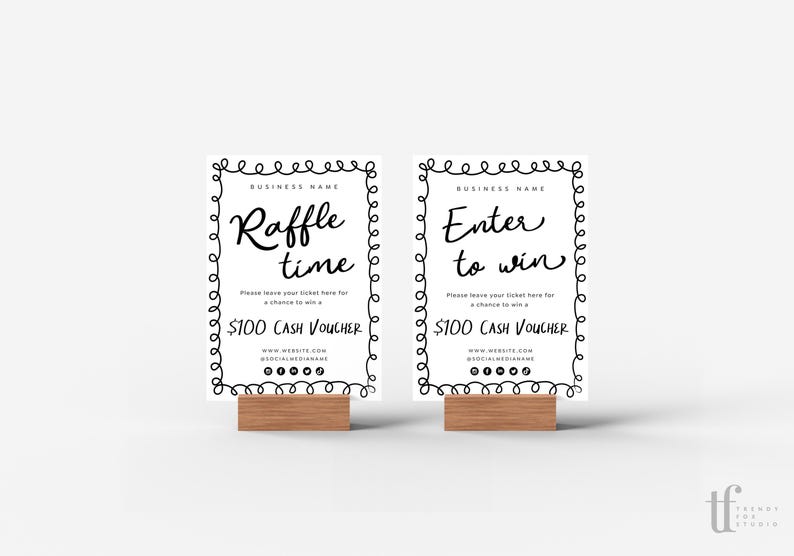 Whimsical Raffle Sign Canva Template, Cute Fun Enter to Win Poster, Pop ...