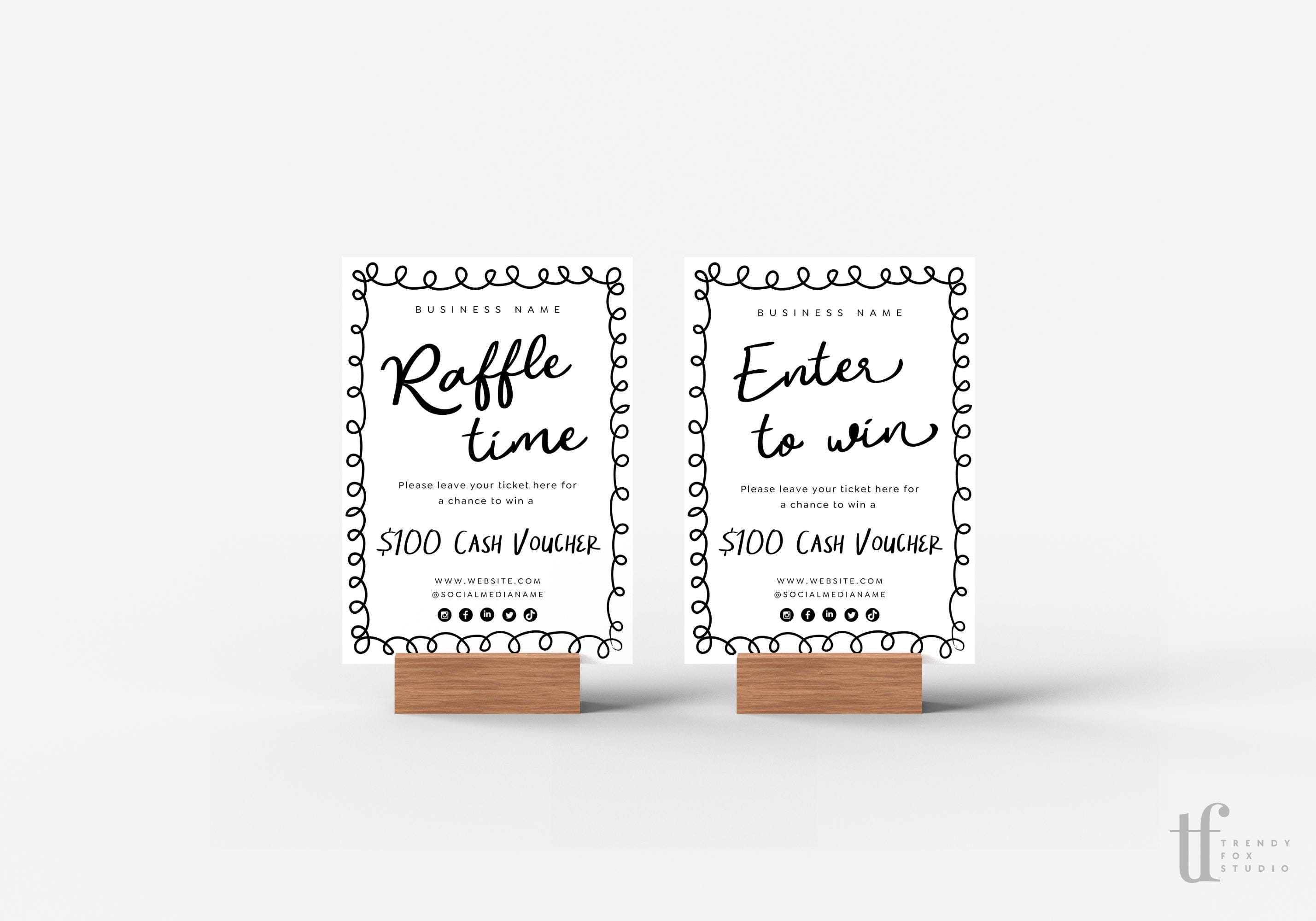 Whimsical Raffle Sign Canva Template, Cute Fun Enter to Win Poster, Pop ...