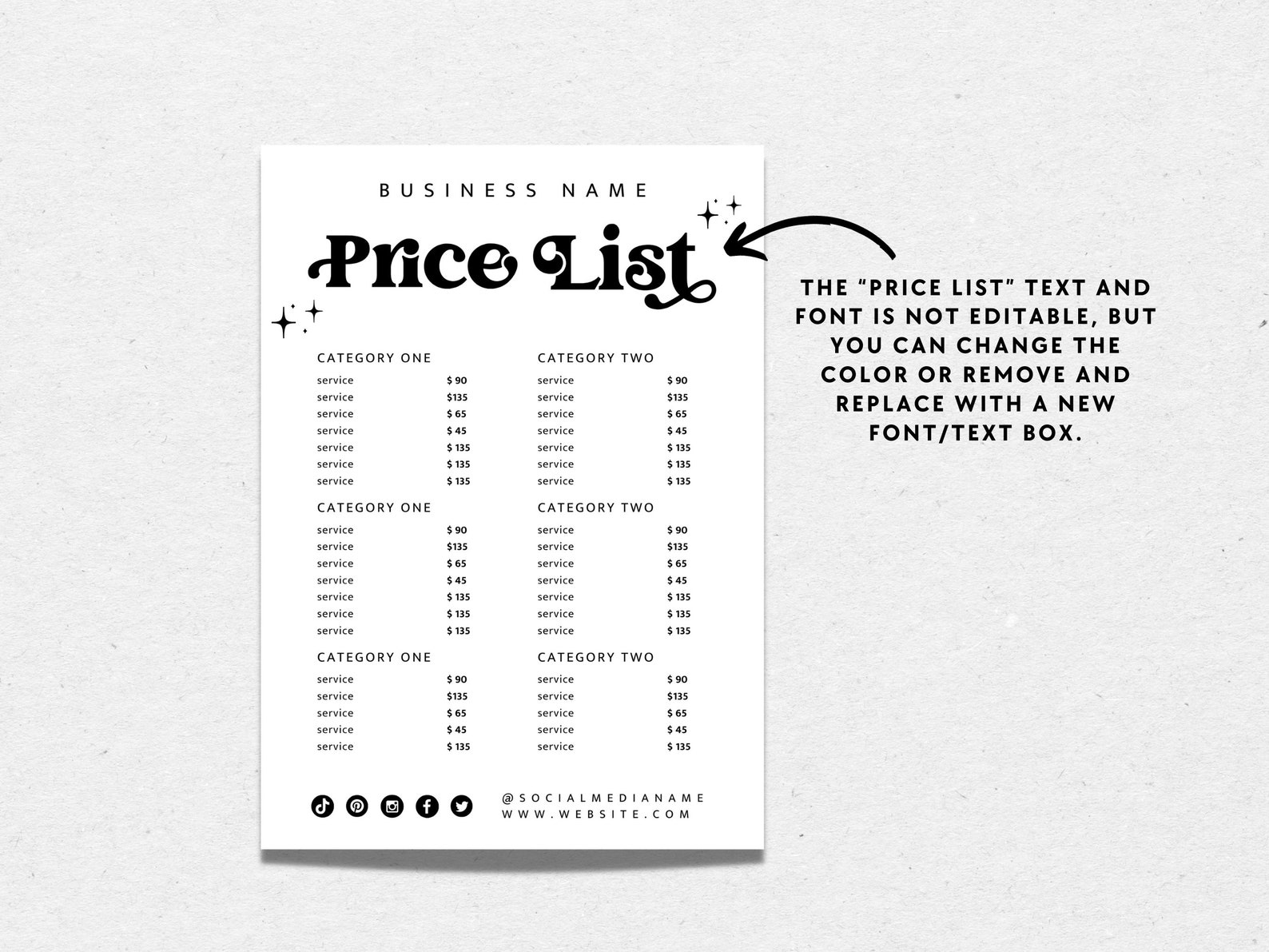 Retro Price List Canva Template, Printable Pricing Sign, Editable ...