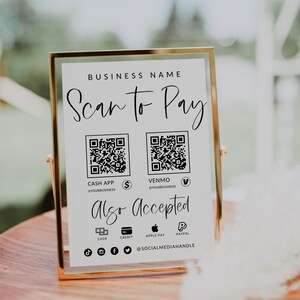 Modern Scan to Pay Sign & Price List Template, QR Code Sign, Printable ...
