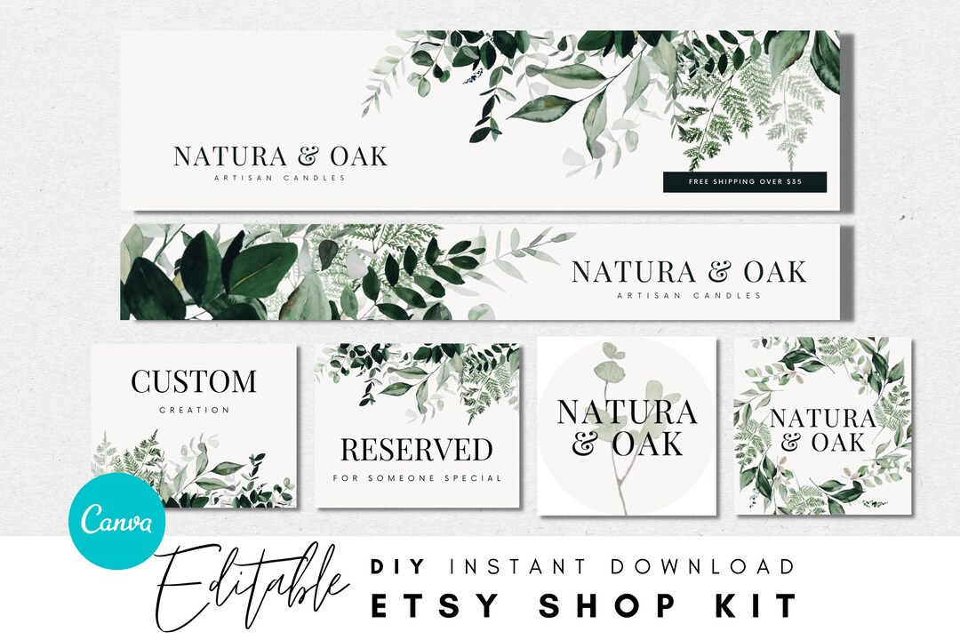 Greenery Etsy Shop Kit Etsy Banner Template Etsy Store - Etsy