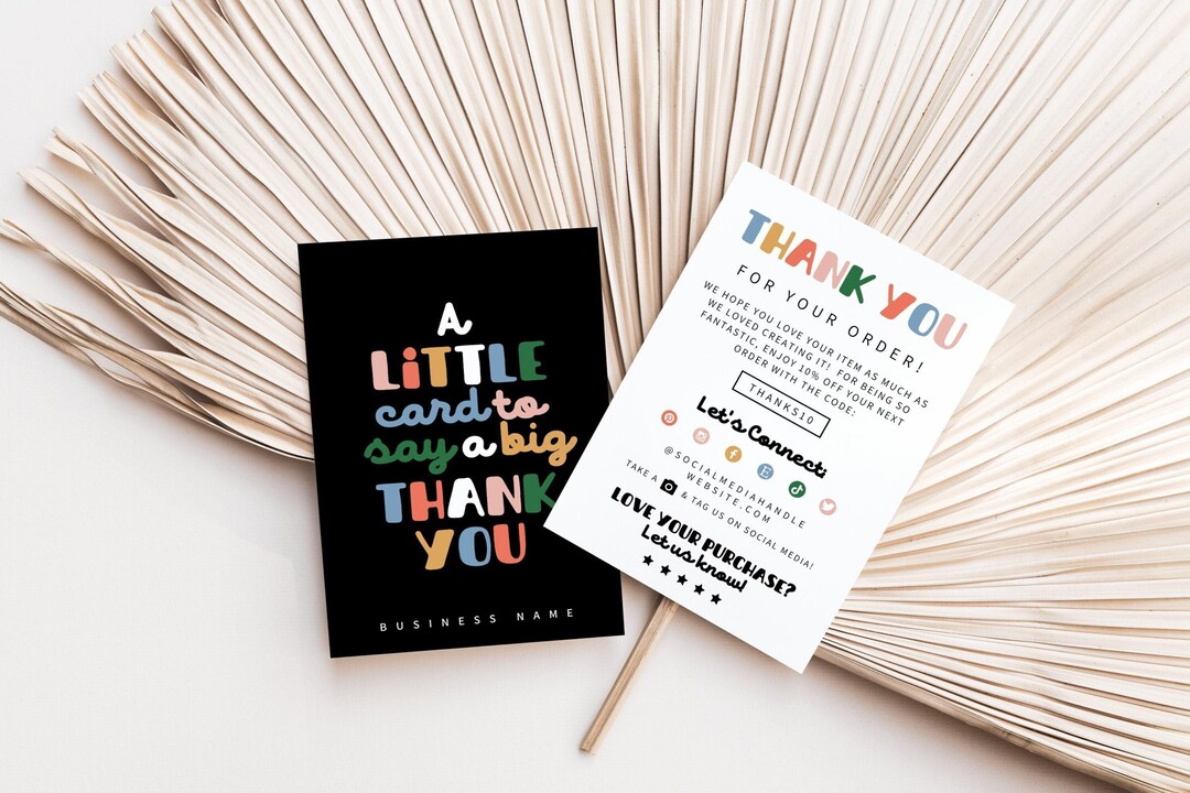 Rainbow Small Business Thank You Card Template, Colorful Editable ...