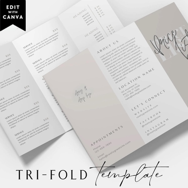 Salon Tri Fold Menus - Etsy