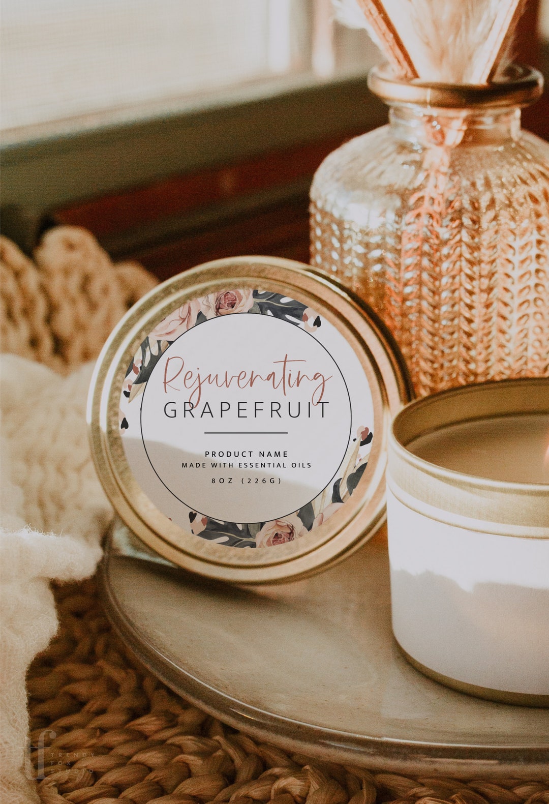 Boho Round Label Template Canva, Editable Candle Tin Lid Label ...