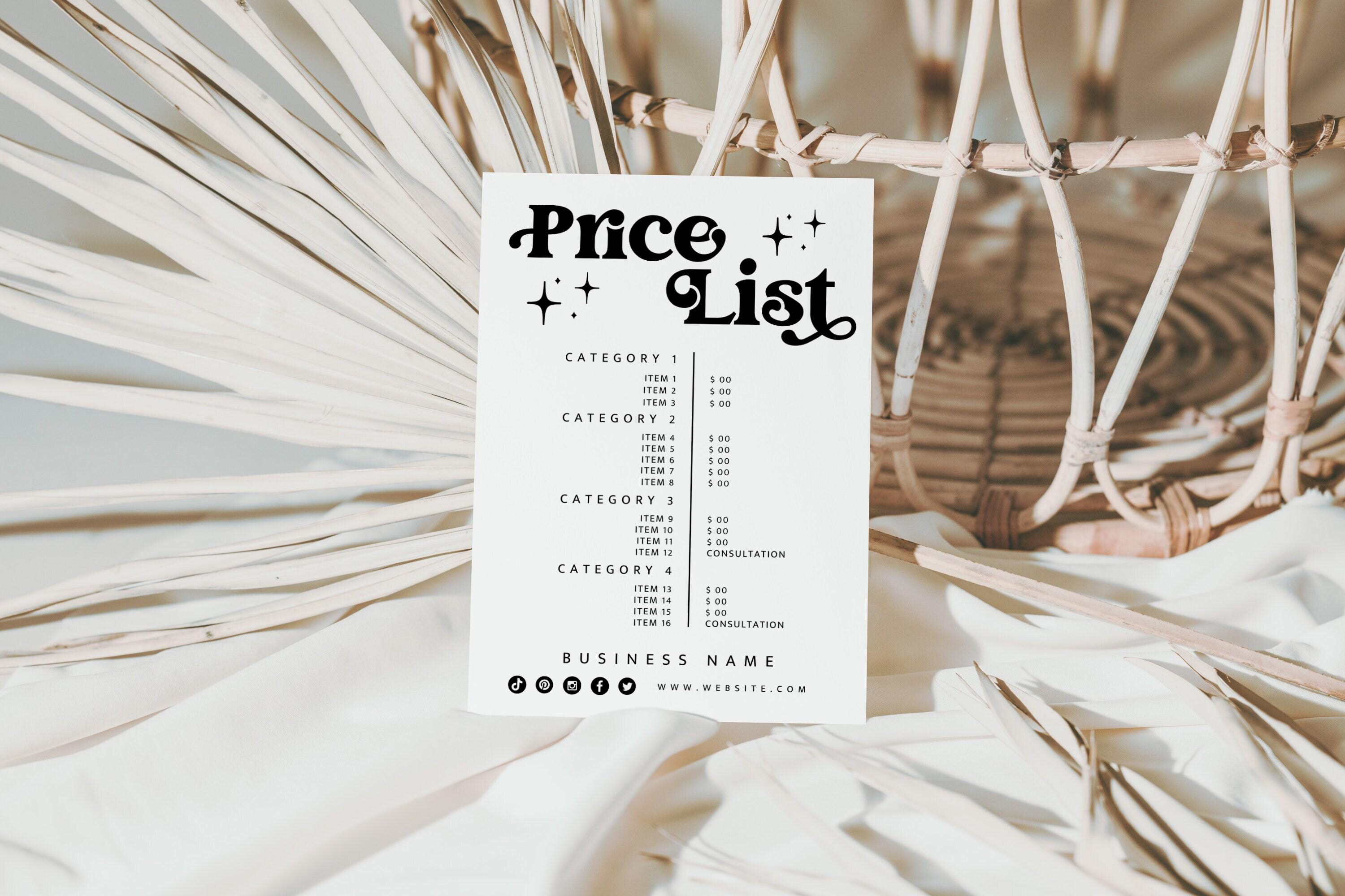 Retro Price List and Social Media Sign Canva Template QR Code, Small ...