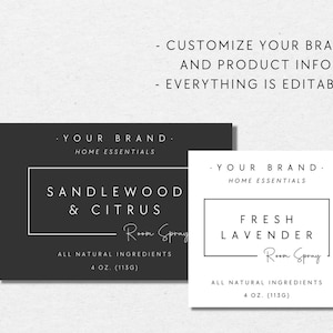 Editable Product Label Template, Room Spray Label Template, 2x2 3x2 DIY ...