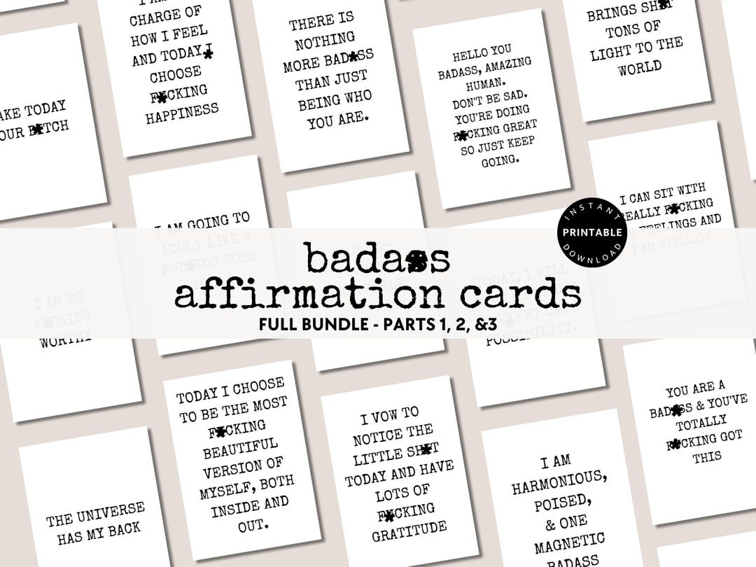 Printable Badass Affirmation Cards Sweary Affirmation Deck Motivational ...