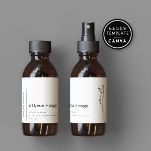 Room Spray Label Template, Editable Product Label Template, 2x2 3x2 DIY ...