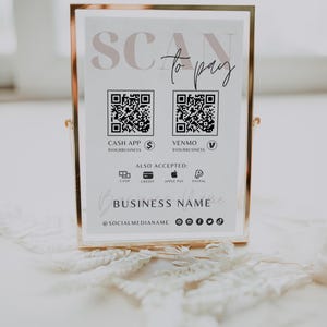 QR Code Sign Template, Printable Payment Sign, Scan to Pay Sign ...