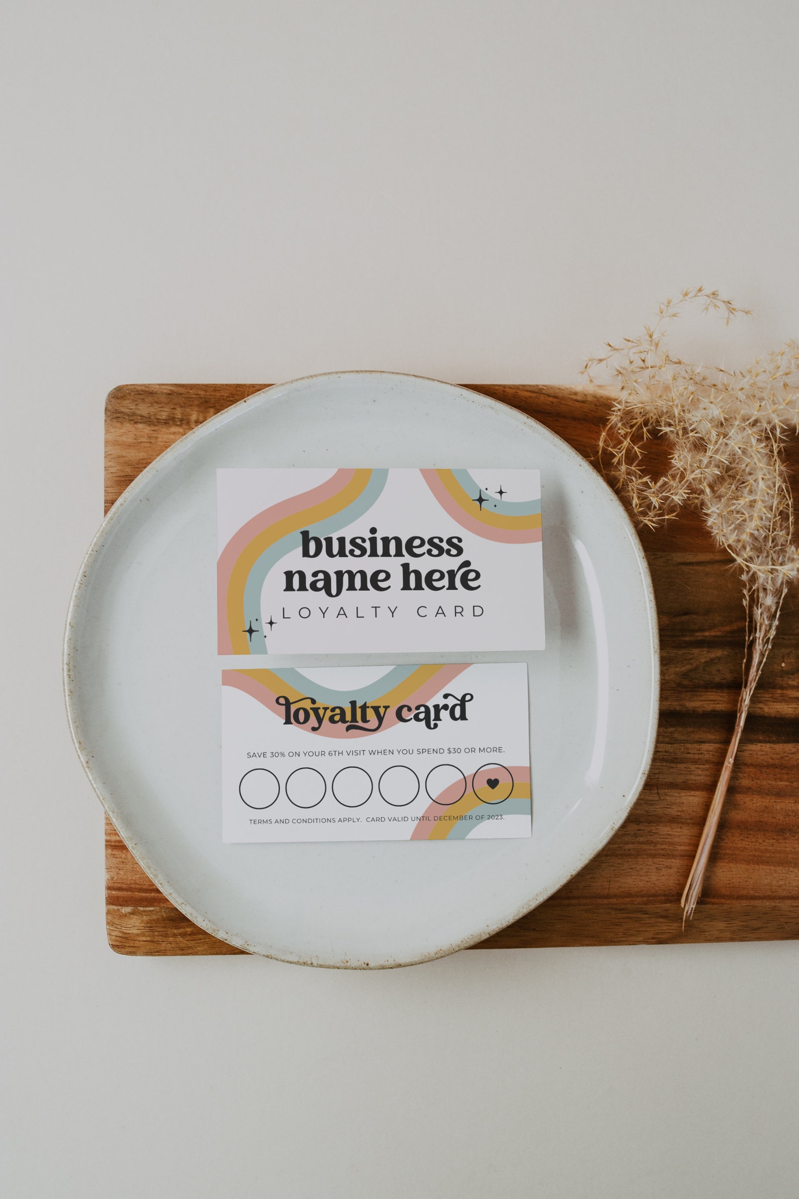 Retro Loyalty Card Template, Editable Customer Punch Card, Rewards Card ...