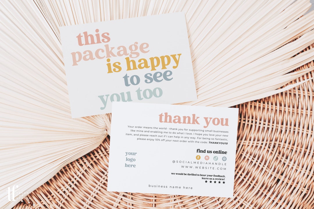 Editable Rainbow Small Business Thank You Card, Printable Retro Thanks ...