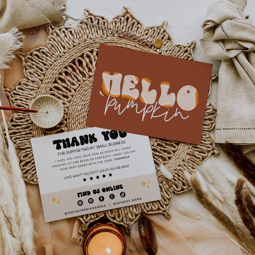 Cute Fall Business Thank You Card Canva Template, Editable Small ...