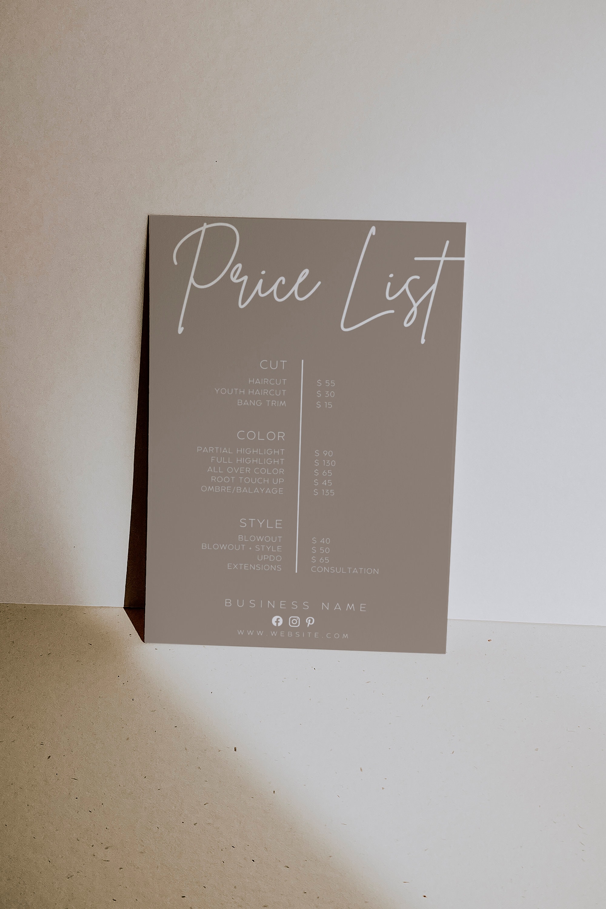 Price List Template Editable DIY Price Sheet Boho Pricing - Etsy