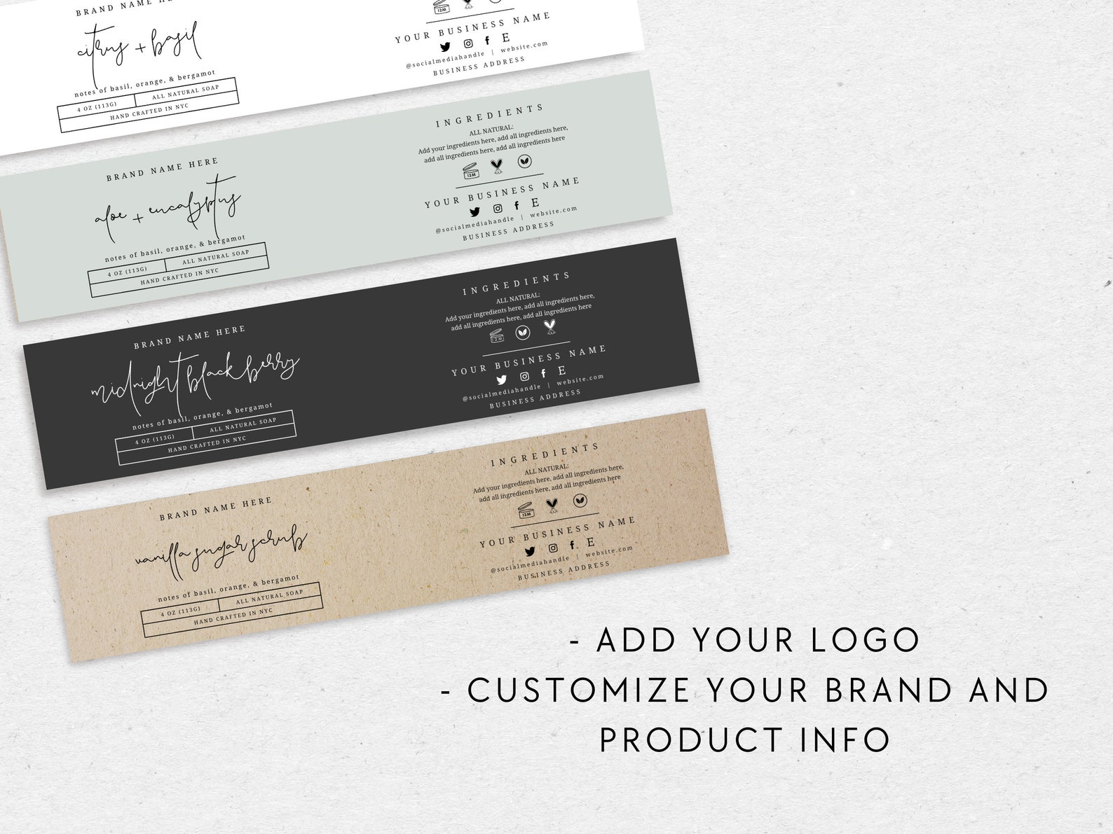 Printable Soap Label Template Customizable Soap Wrap Label - Etsy