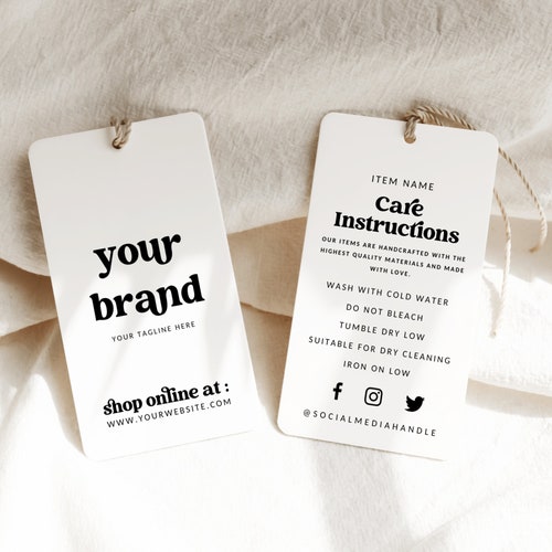 Printable Clothing Hang Tag Template Editable Clothing Tags - Etsy