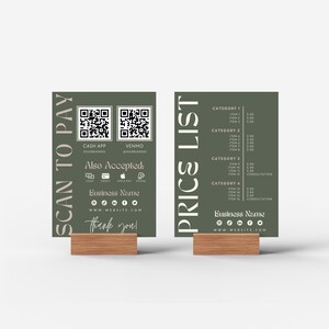 Printable Modern Price List & Payment Sign, QR Code Sign Template ...