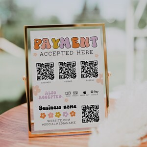 Retro Scan to Pay Sign Template, QR Code Sign, Printable Payment Sign ...