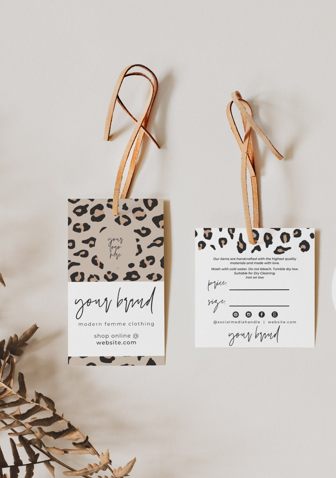Editable Hanging Tags Template, Leopard Print Garment Label Template ...