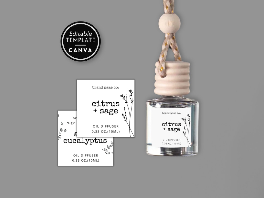 Car Diffuser Label Template Canva, Editable Product Label Template, DIY ...