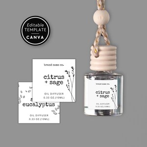 Car Diffuser Label Template Canva, Editable Product Label Template, DIY ...
