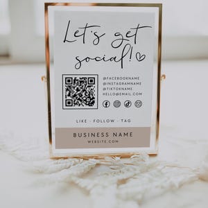 QR Code Social Media Sign Canva Template, Follow Us on Social Media ...