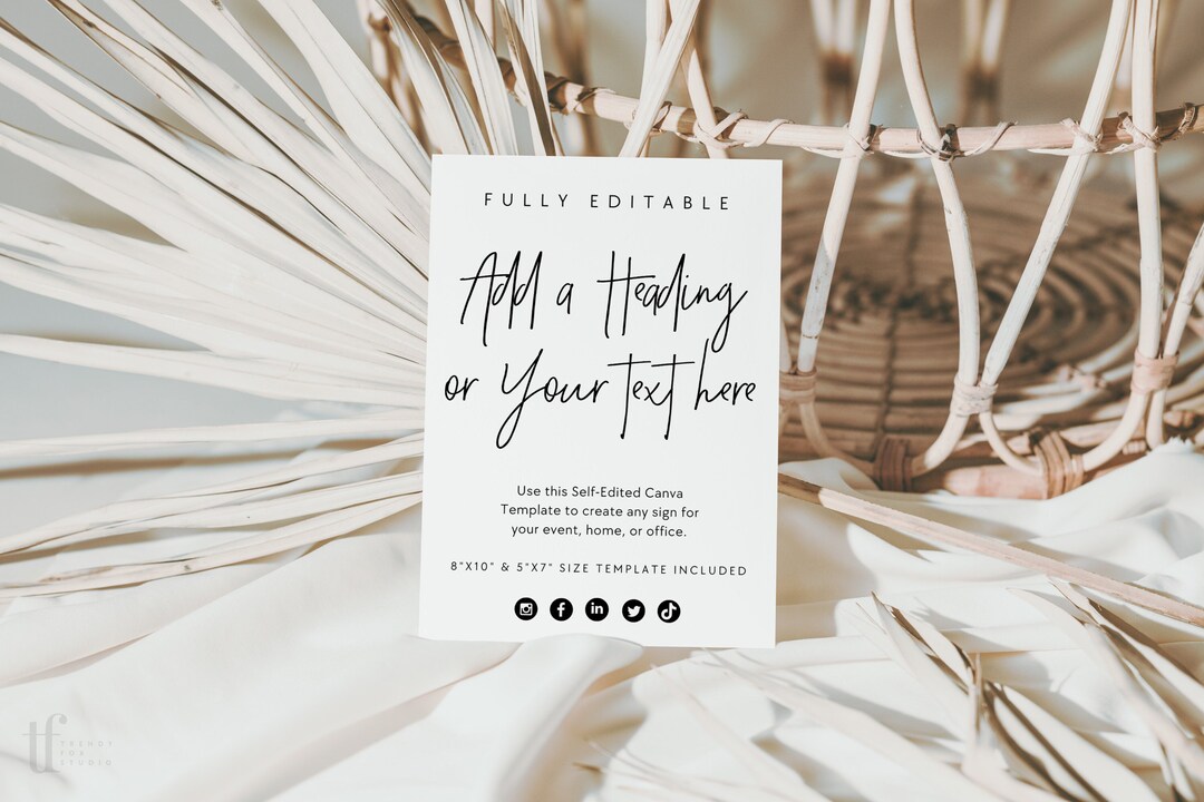 Customizable Sign Template, Printable Sign 8x10, DIY Editable Sign ...