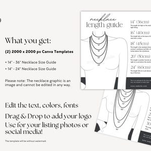 Editable Necklace Size Chart Canva Template, Necklace Sizing Guide ...