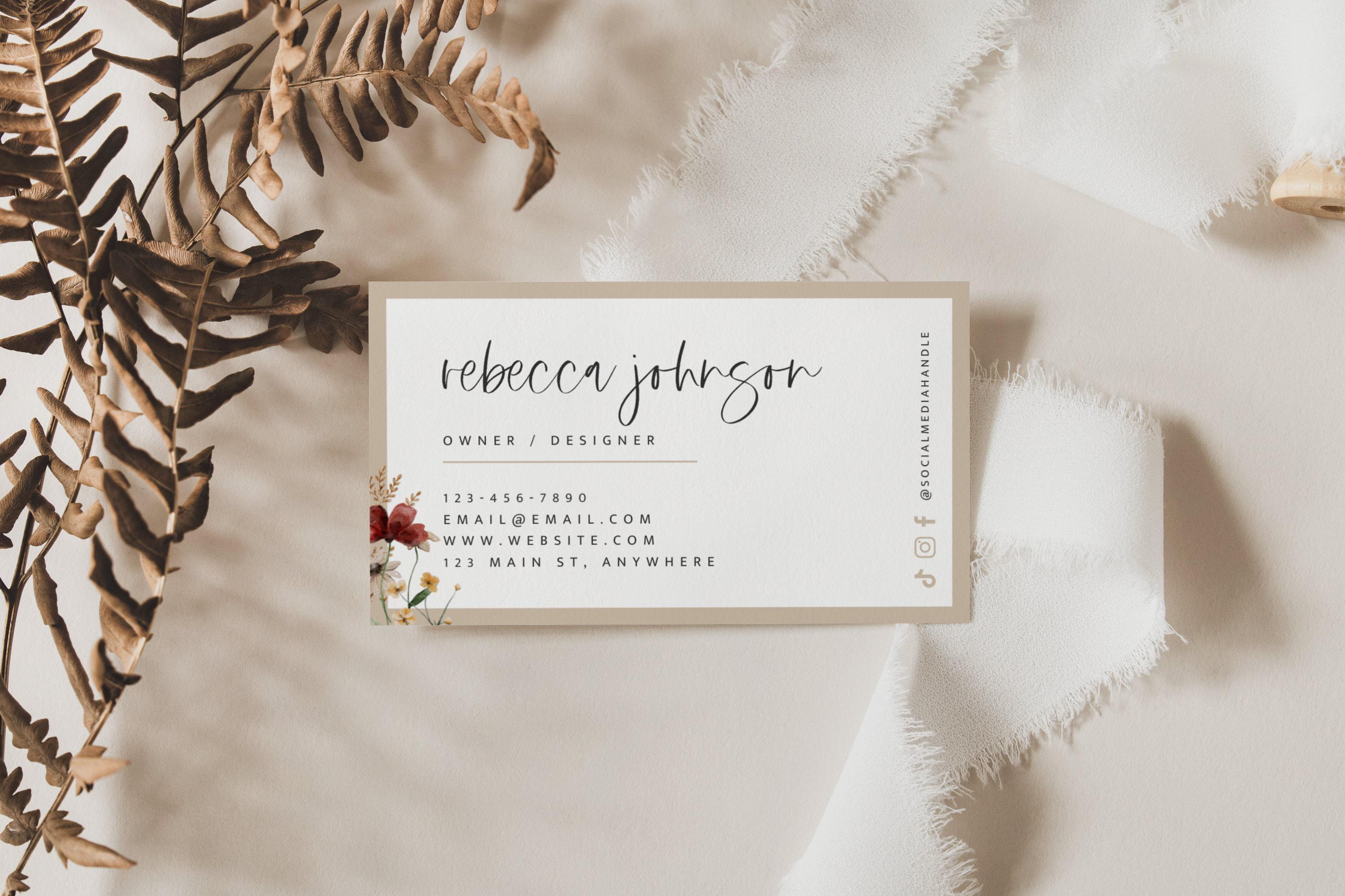 Boho Business Card Template Canva, INSTANT DOWNLOAD, Printable ...