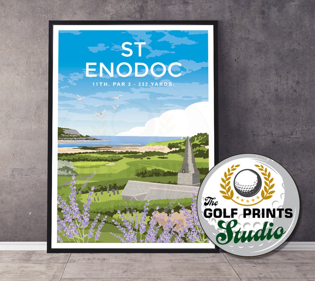 St Enodoc Golf Club Poster Cornwall Art Print Camel Estuary Padstow ...