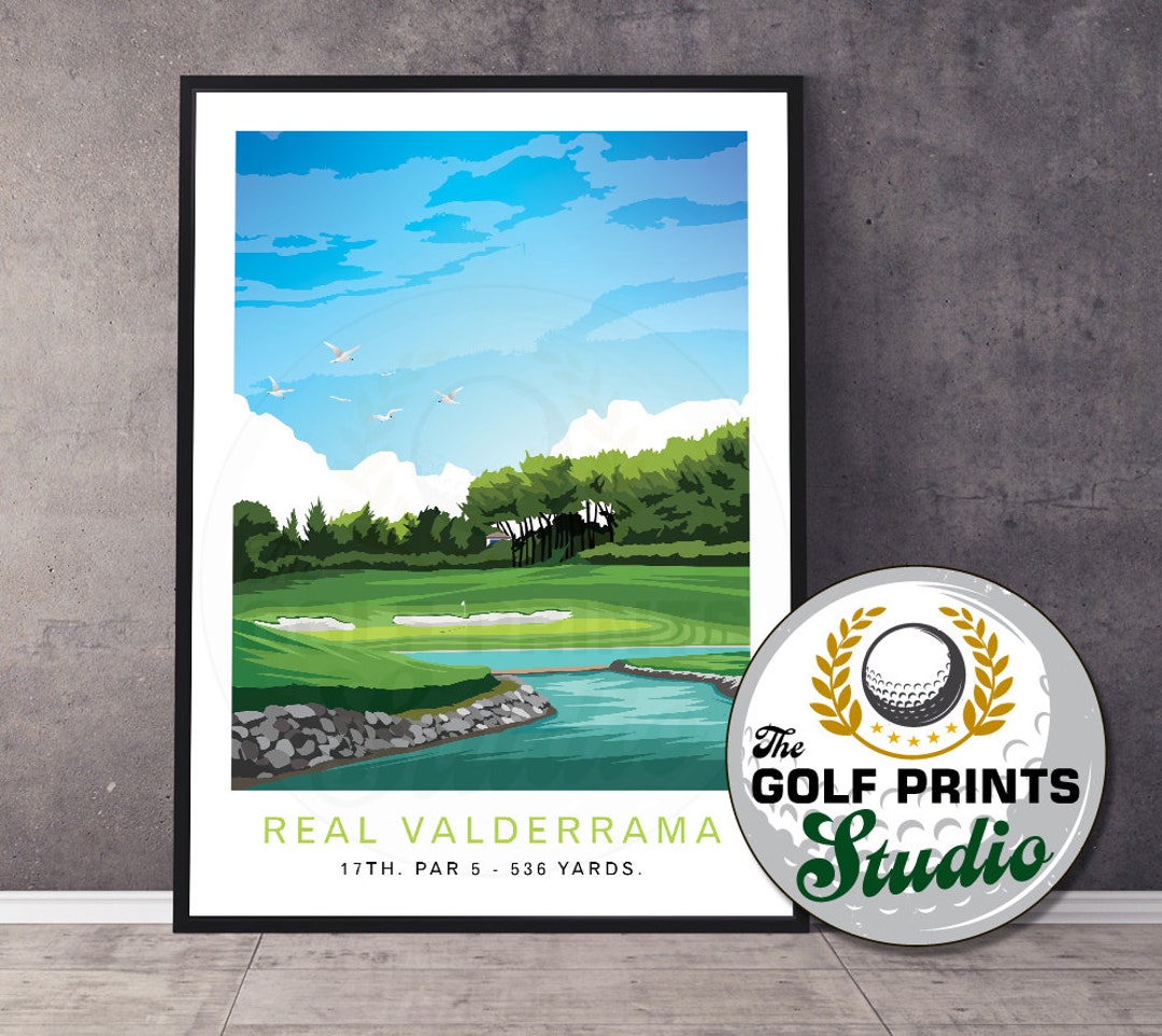 Real Valderrama Course Golf Club Spain 17th Hole Travel Poster Spanish ...