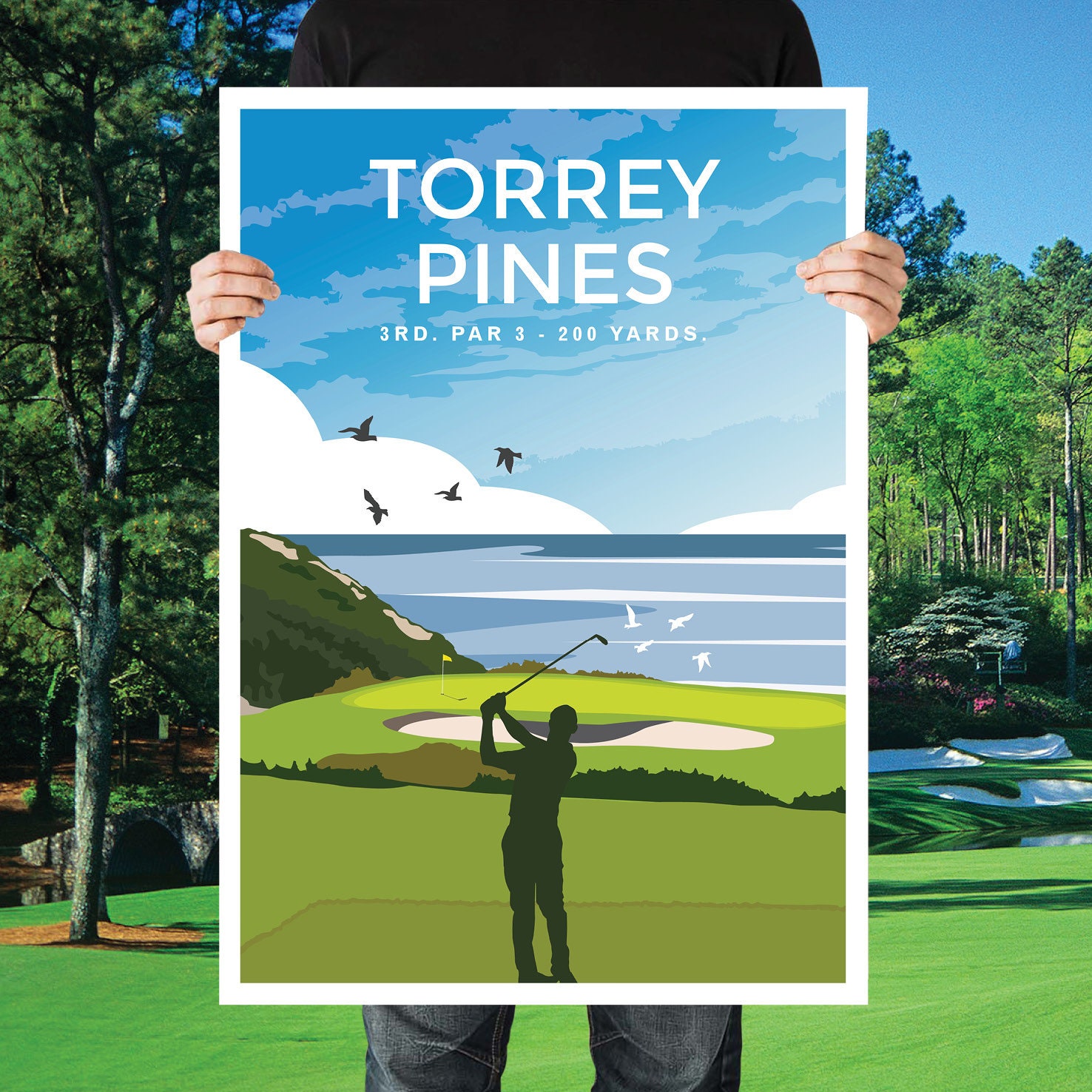 Torrey Pines South Course Golf Club Poster Art Print 3rd Hole - Etsy