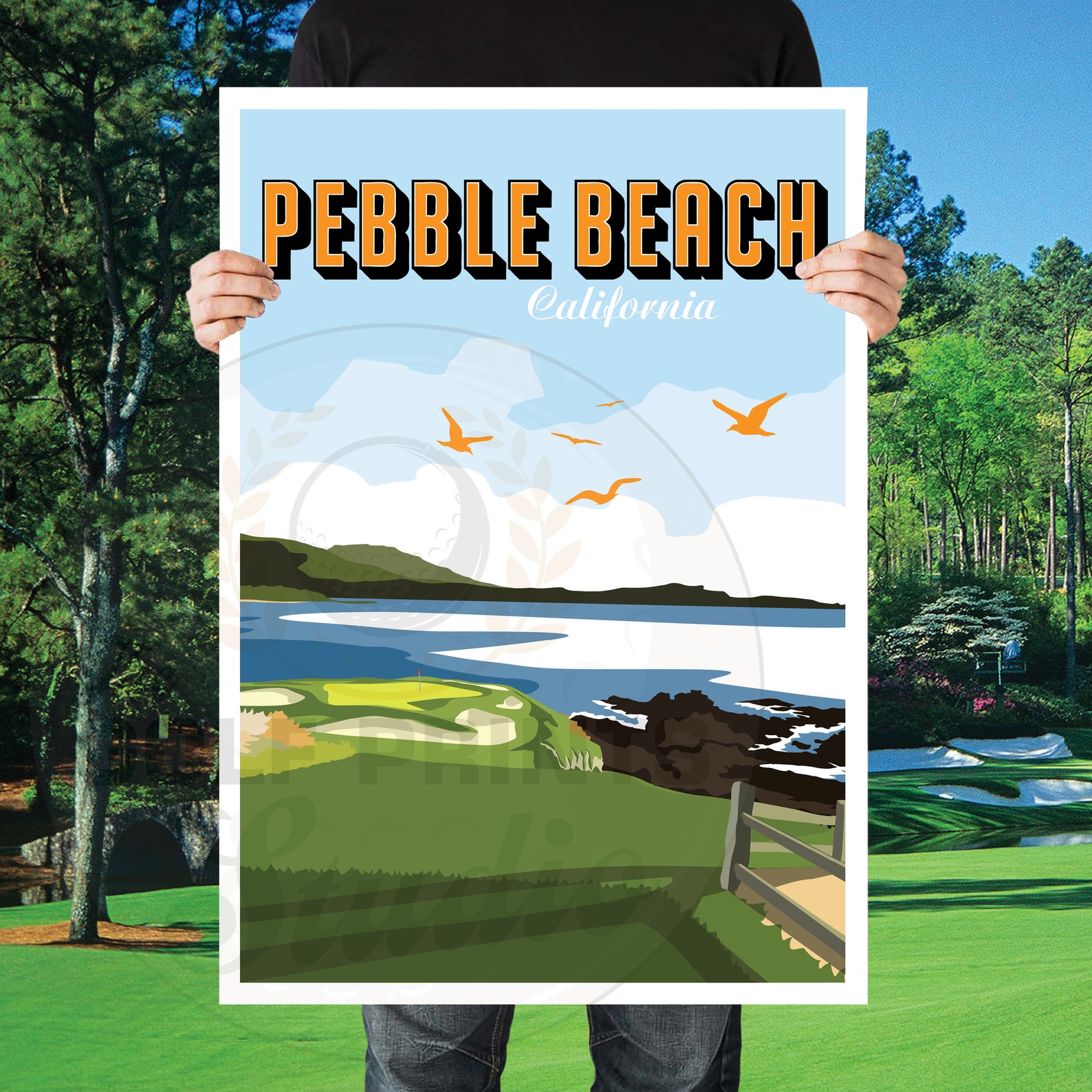 Pebble Beach Golf Club Travel Poster Golf Wall Art US Open - Etsy