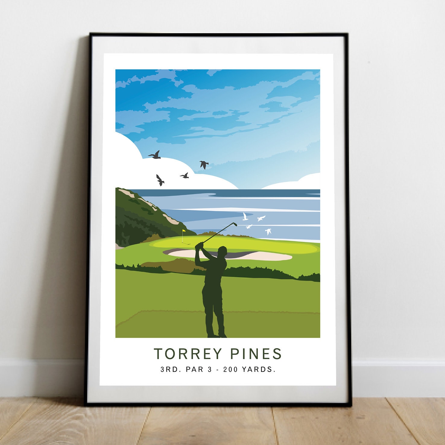 Torrey Pines South Course Golf Club Poster Art Print 3rd Hole | Etsy