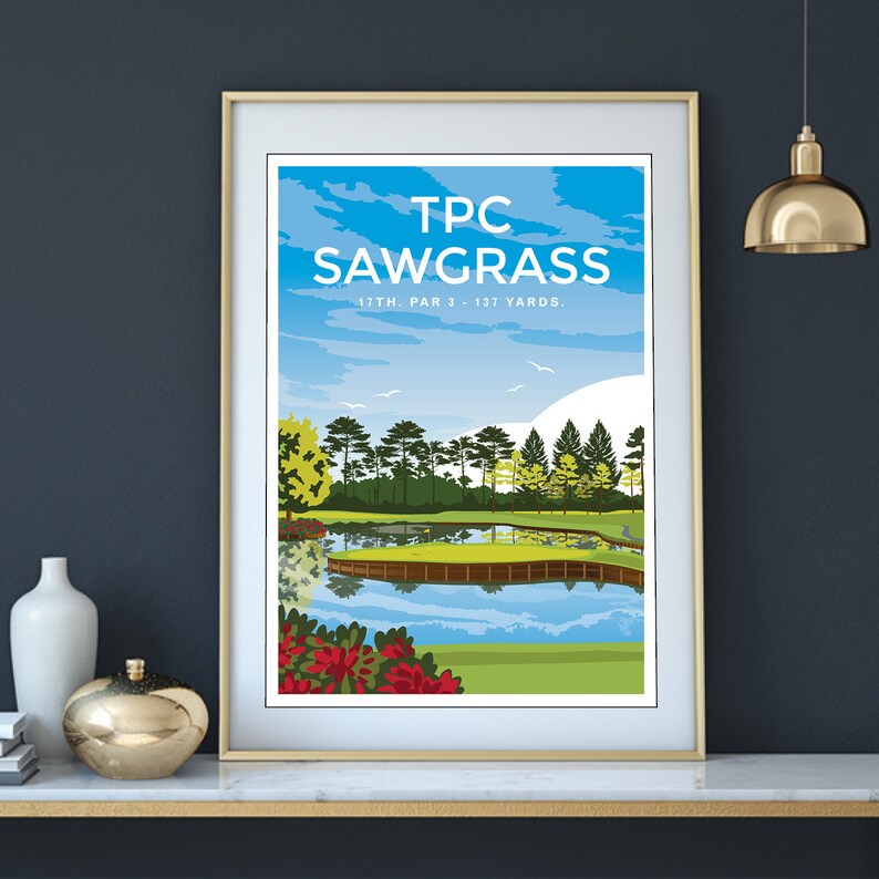 TPC Sawgrass 17th Hole Golf Club Print Travel Poster Ponte - Etsy UK