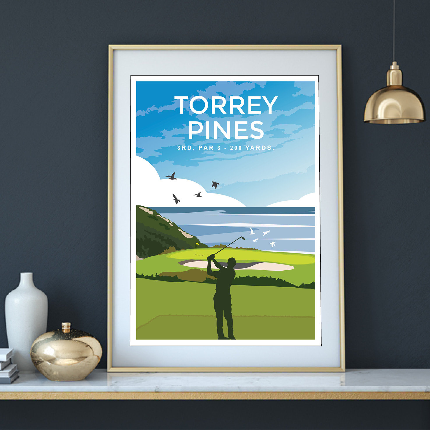Torrey Pines South Course Golf Club Poster Art Print 3rd Hole - Etsy