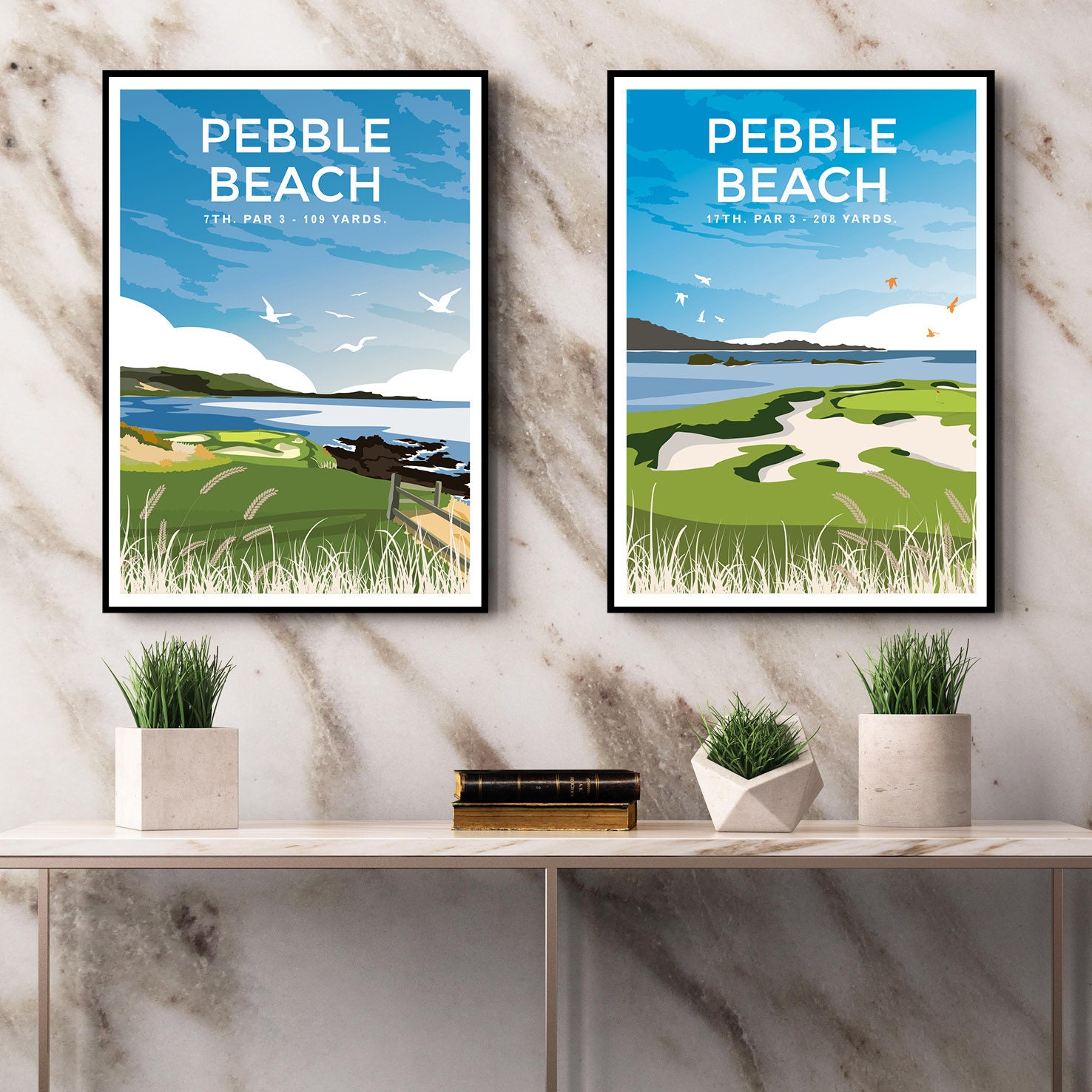 Pebble Beach Golf Club 17th Hole US Open Golf Travel Poster | Etsy