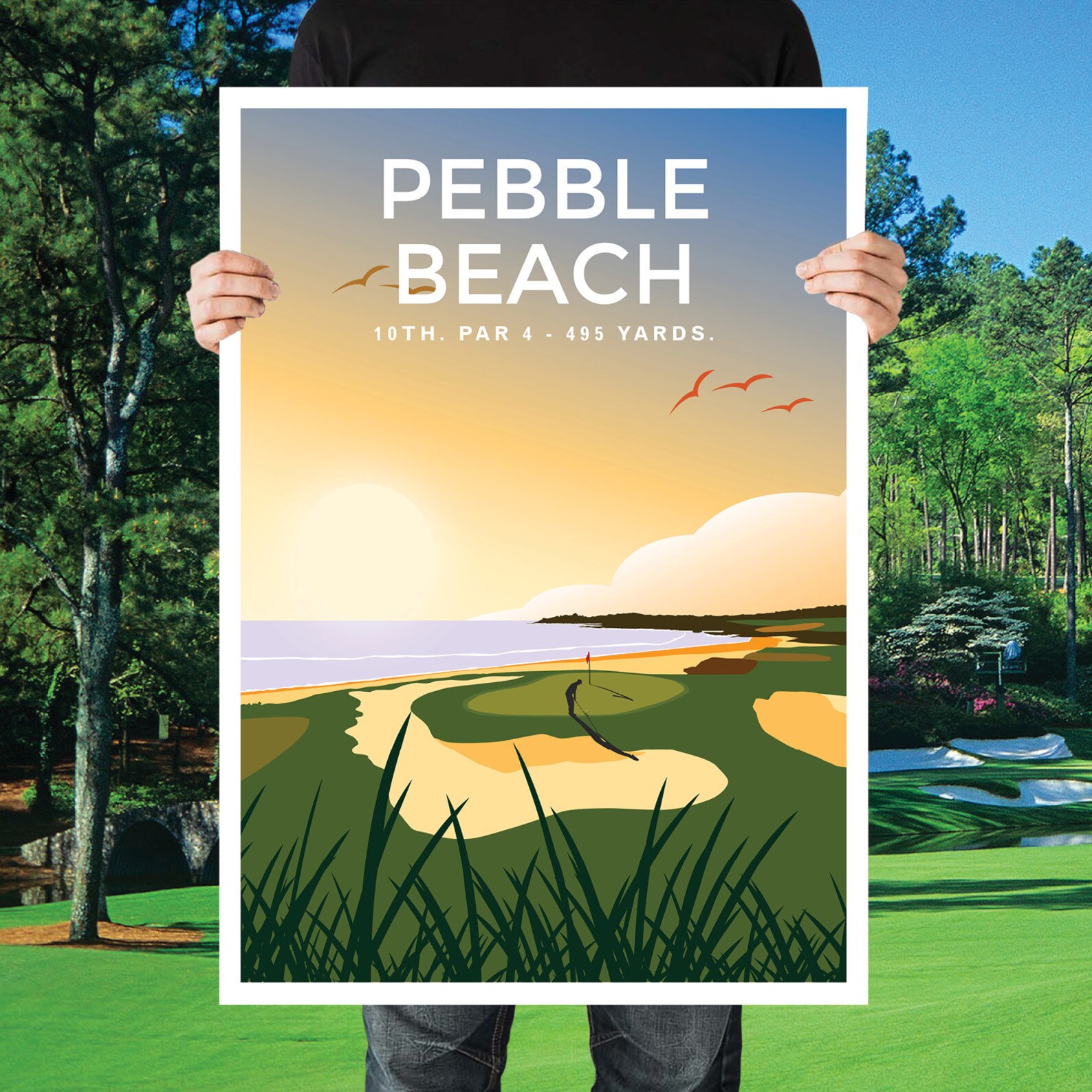 Pebble Beach Golf Club 10th Hole Travel Poster Print Gift for - Etsy UK