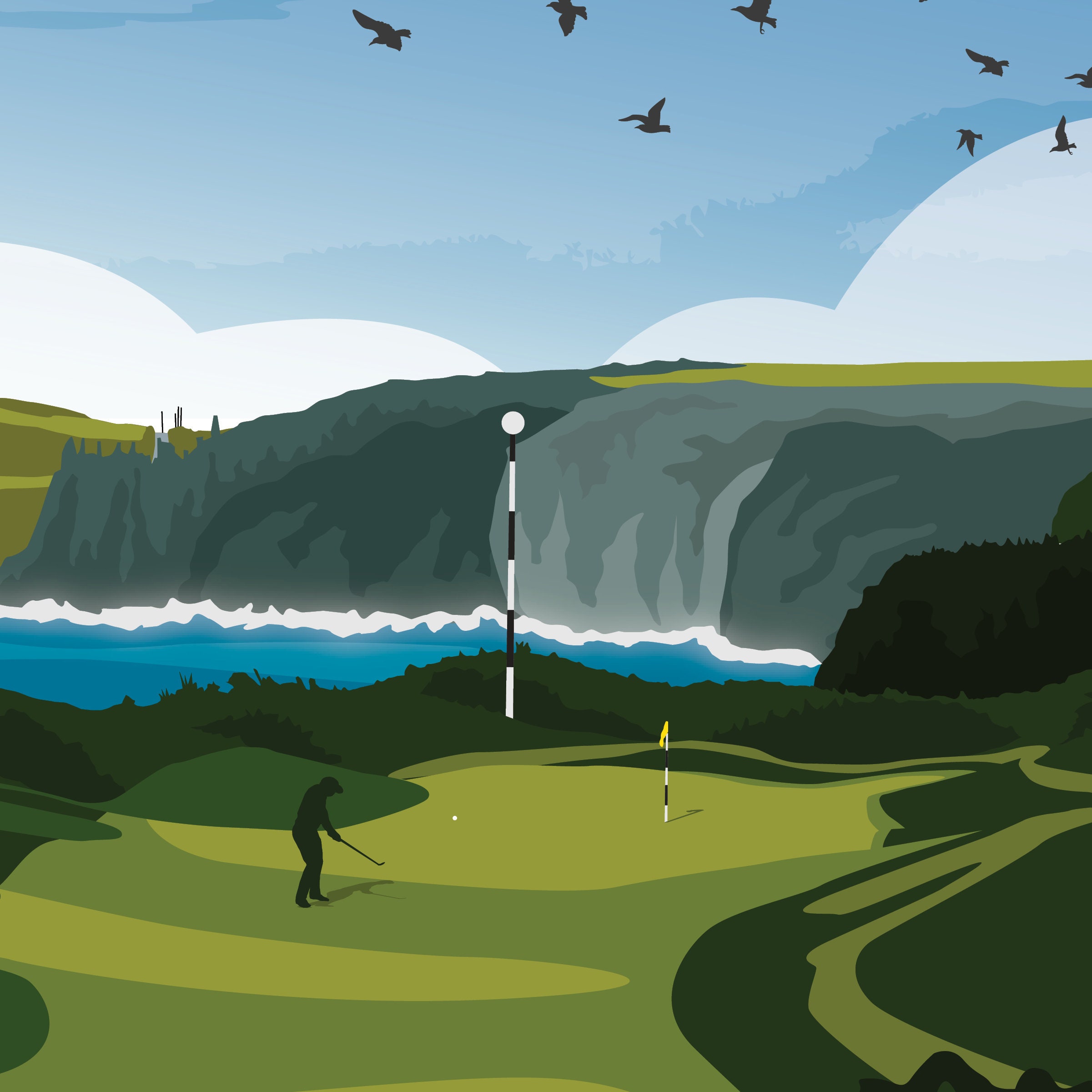Royal Portrush Golf Club Poster Art Print 10th Hole Travel | Etsy