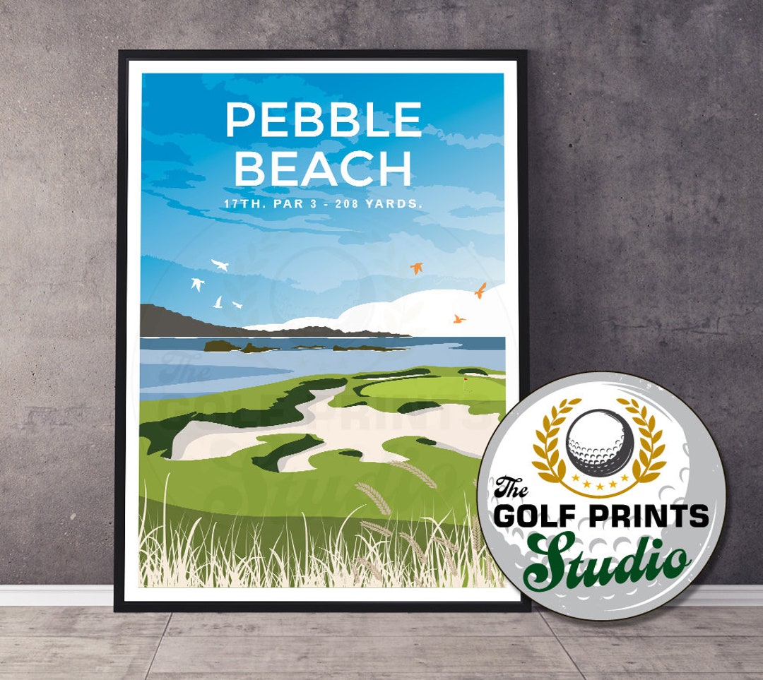 Pebble Beach Golf Club 17th Hole US Open Golf Travel Poster Print Gift ...