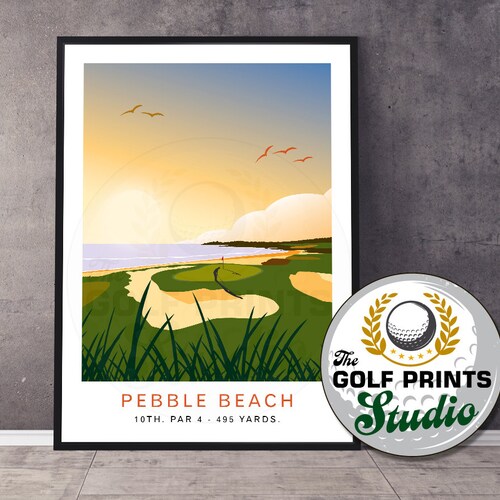 Pebble Beach Golf Course Map Poster Art Print Golf Lover - Etsy