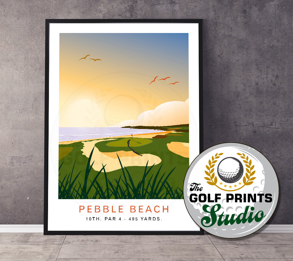 Pebble Beach Golf Club 10th Hole Travel Poster Print Gift for - Etsy UK