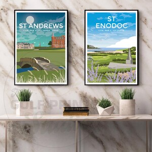 St Enodoc Golf Club Poster Cornwall Art Print Camel Estuary Padstow ...